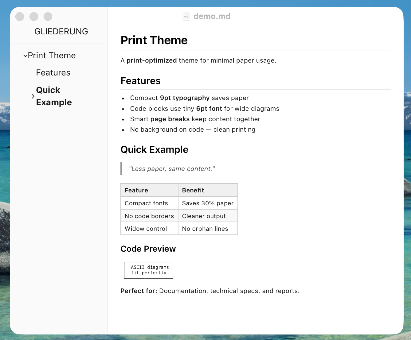 Print Theme for Typora